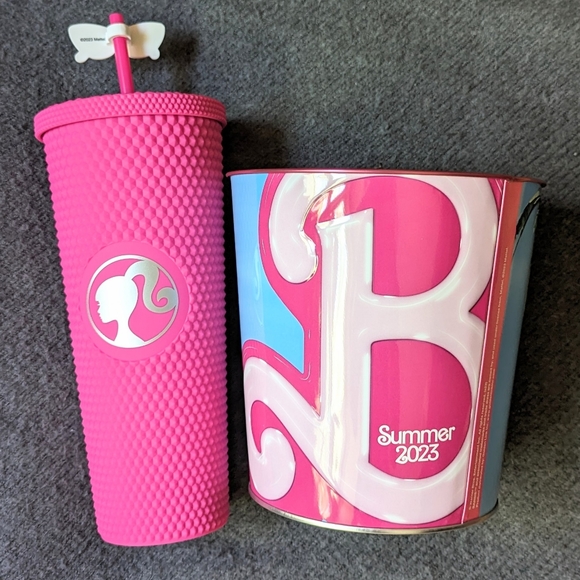 Barbie | Dining | Barbie Popcorn Bucket Hot Pink Studded Venti Tumbler ...